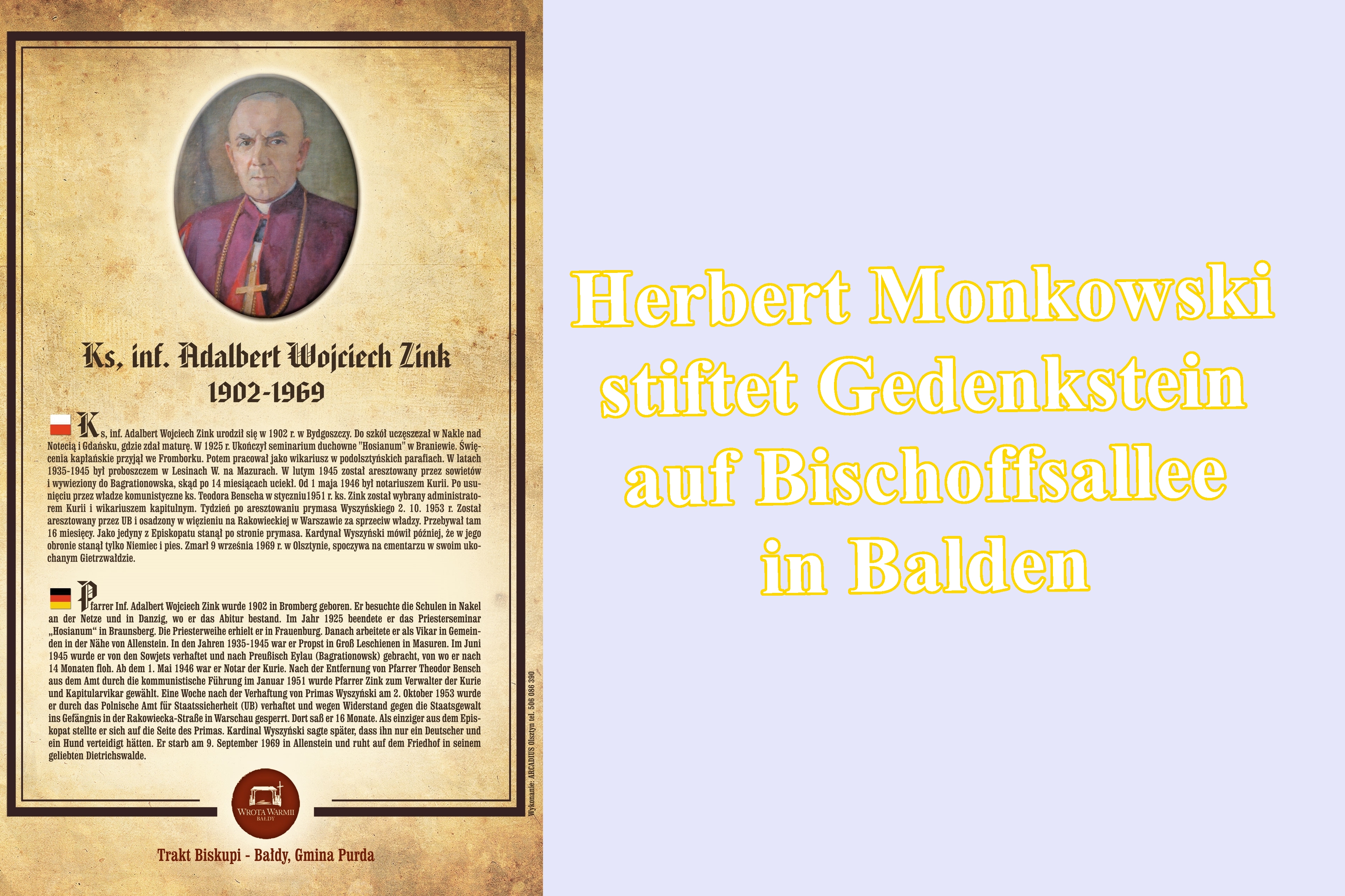 Herbert Monkowski stiftet Gedenkstein für Adalbert Zink ...
